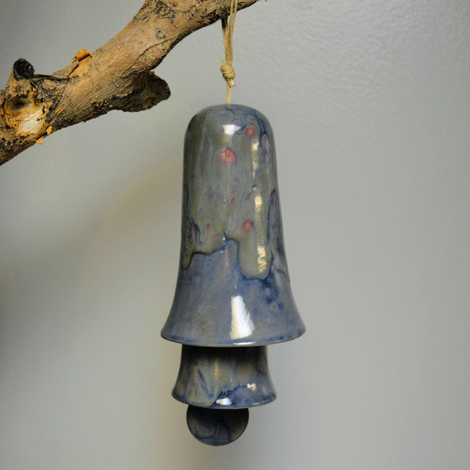 Ceramic Small Stack Wind Bell Wind Chime Dusty Blue Grey and - Etsy