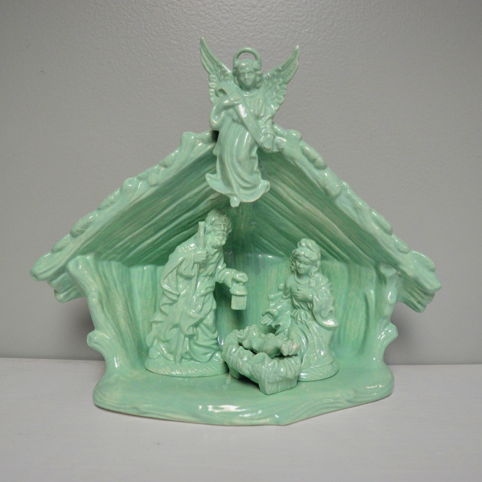 Jade Green Ceramic Nativity Scene | Etsy