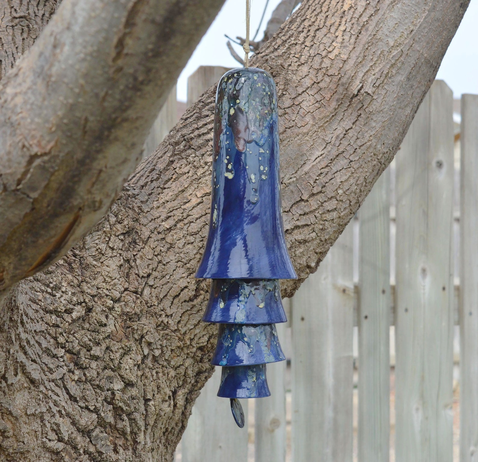 Ceramic Cone Bell Wind Chime - Blue, Yellow, Purple, Gray - Etsy