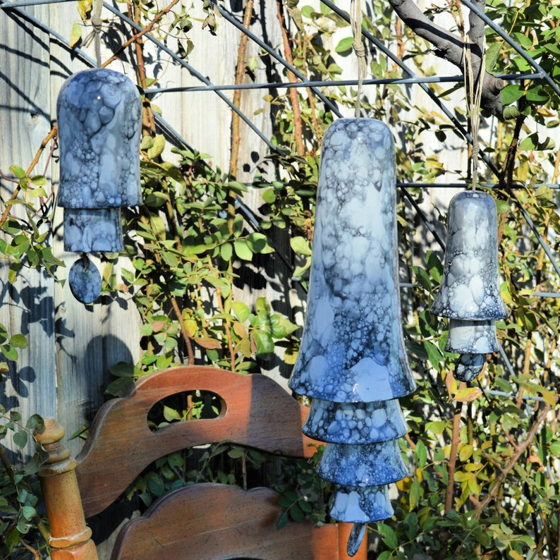 Rounded Ceramic Small Stack Wind Bell Wind Chime Black White | Etsy