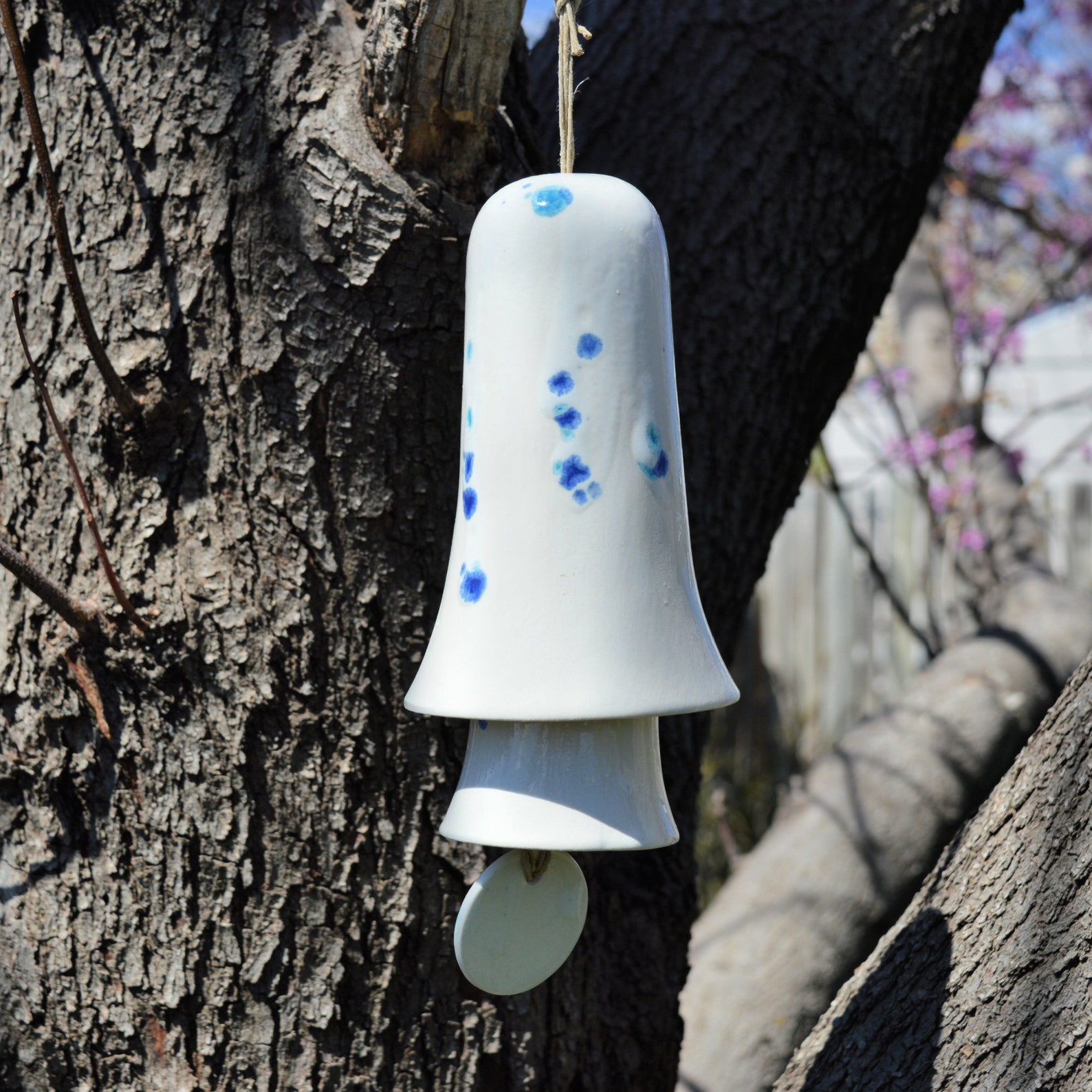 Ceramic Small Stack Wind Bell Wind Chime White With Royal | Etsy