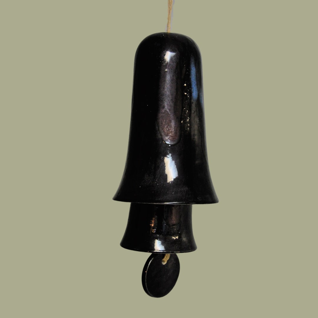 Ceramic Small Stack Wind Bell Wind Chime - Black Rose Shimmer - Etsy