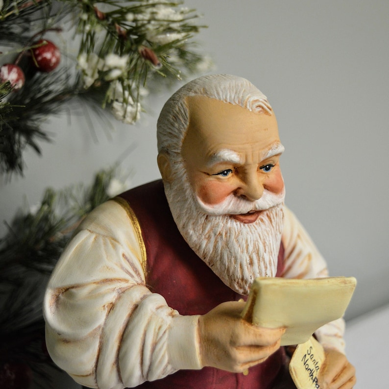 Ceramic Santa Reading Mail Figurine Mail Sack Santa | Etsy
