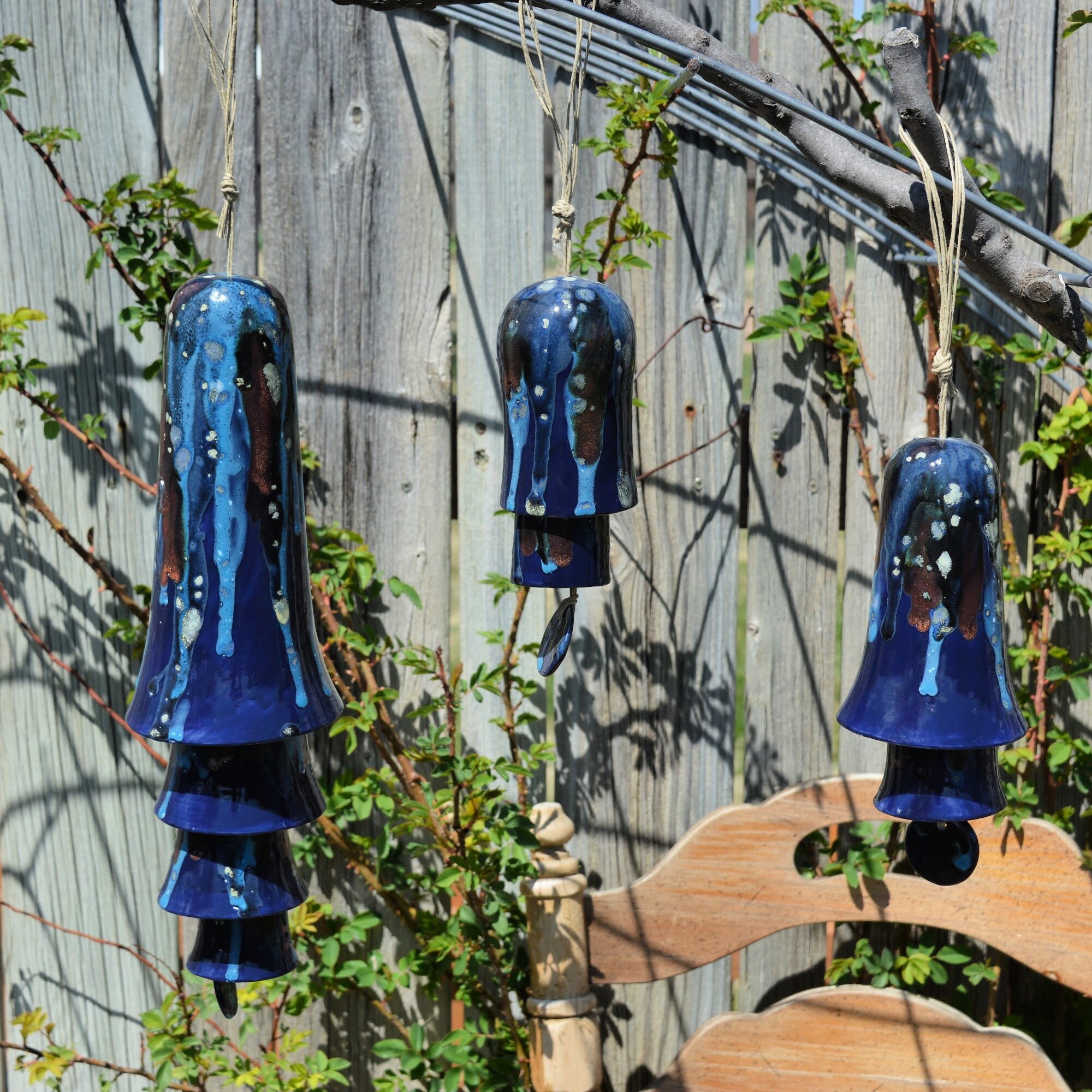 Rounded Ceramic Small Stack Wind Bell Wind Chime - Galaxy Blue, Yellow ...