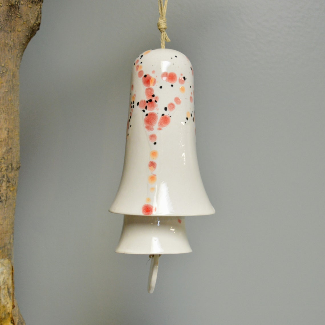 Ceramic Small Stack Wind Bell Wind Chime White With Coral - Etsy