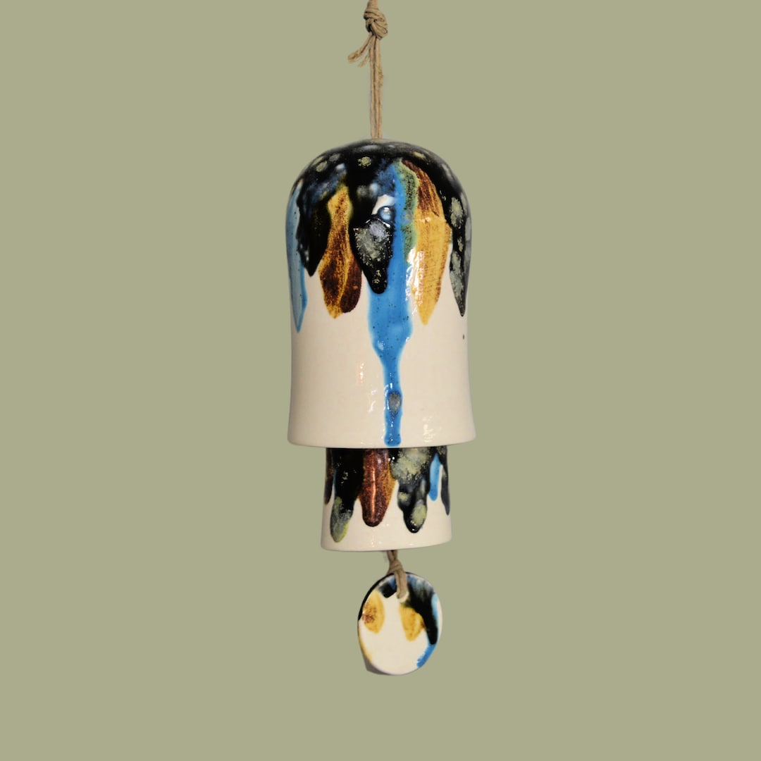 Handmade Ceramic Wind Chime: Blue Night Sky Stacked Bells - Etsy