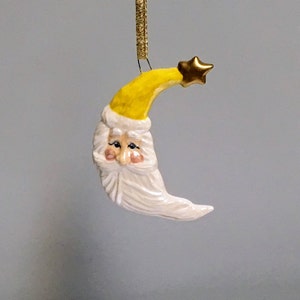 Ceramic Santa Crescent Moon Christmas Ornament - Lemon Yellow - Etsy