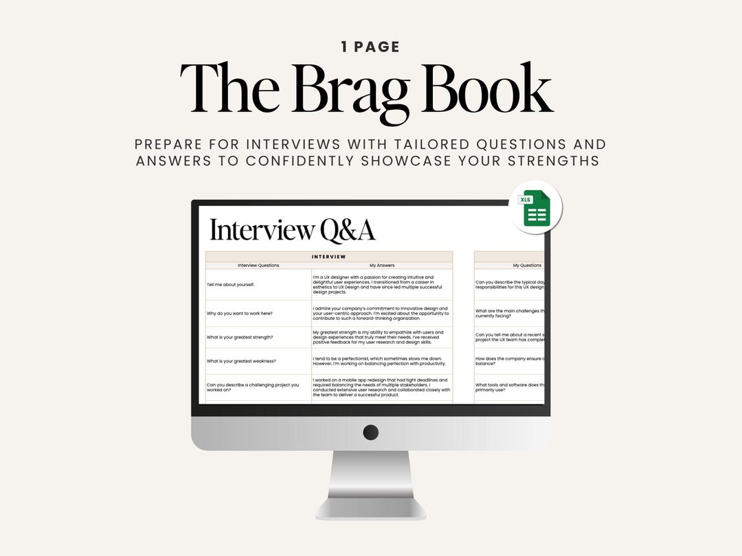 Interview Q+A | 1 Page | the Brag Book | Google Sheets | Career ...