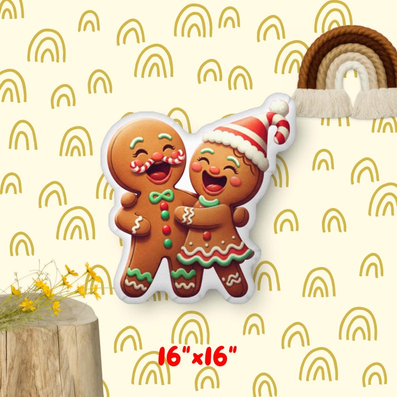 Gingerbread Couple Christmas Pillow: Festive Holiday Decor, Happy ...