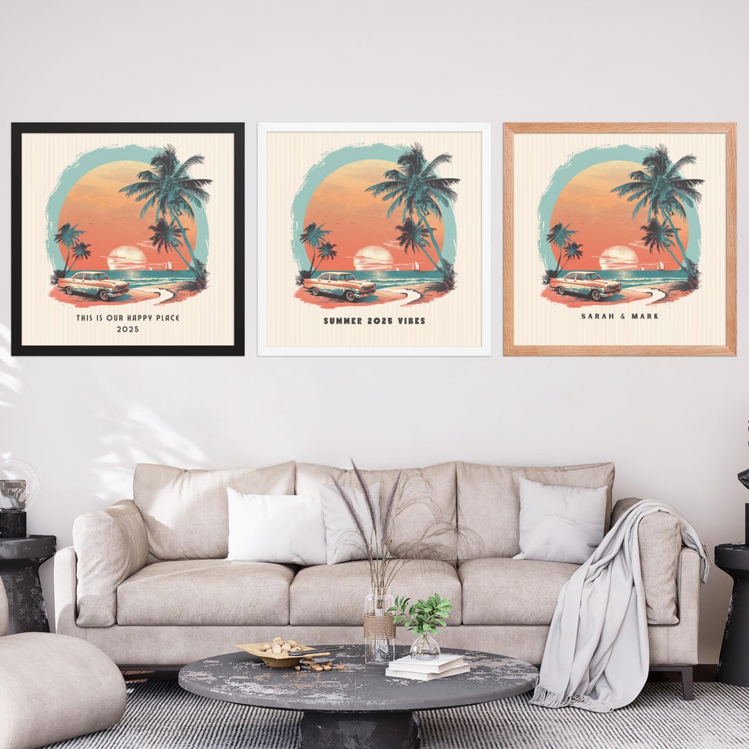 Retro Beach Poster, Summer Wall Art Personalized, Groovy Summer Vibe ...