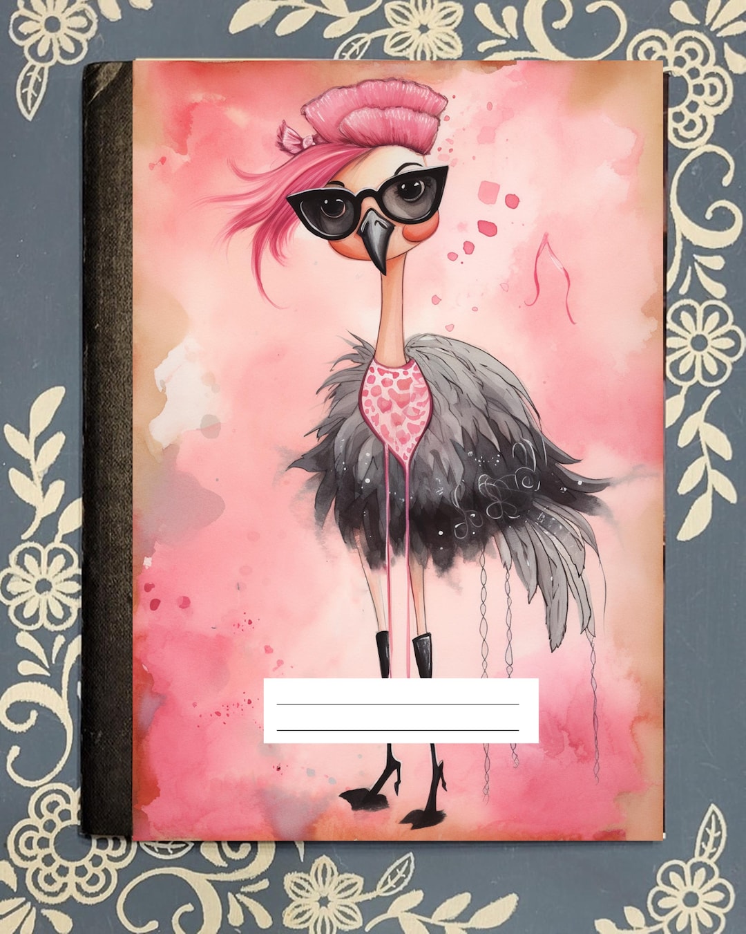 Flamingo 1, Covered Notebook Gift - Etsy