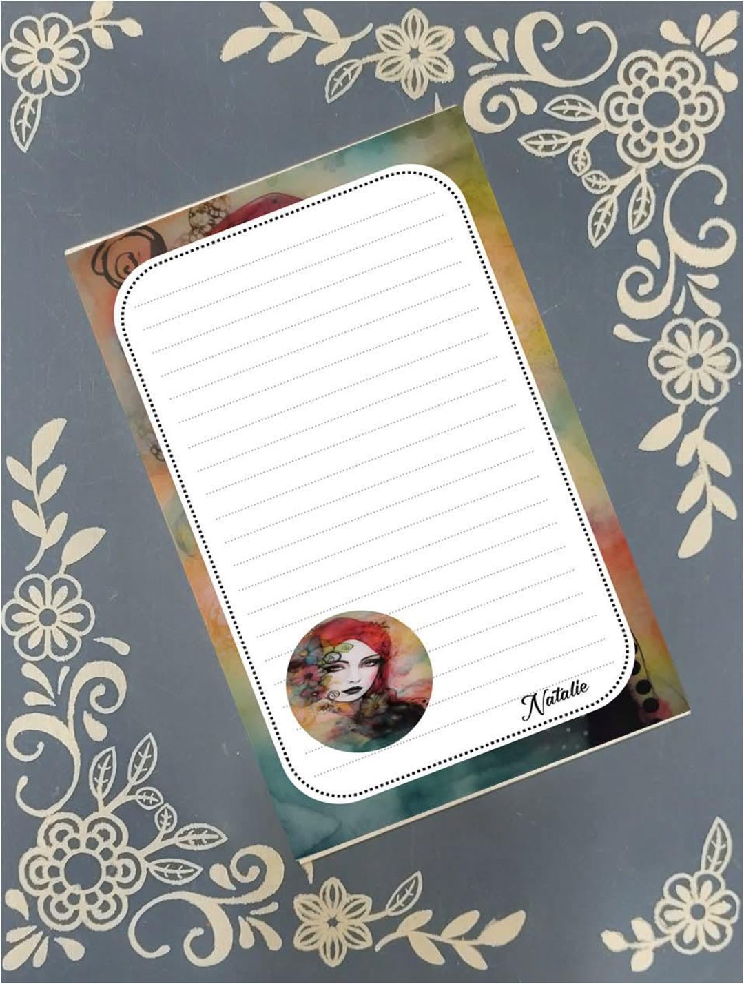 Personalized Girl, Red Hair, Gothic, Notepad Stationery - Etsy