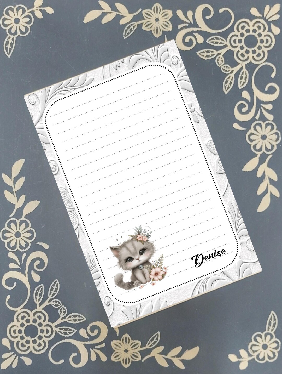 Cat, Cute Grey Kitten, Personalize, Notepad - Etsy