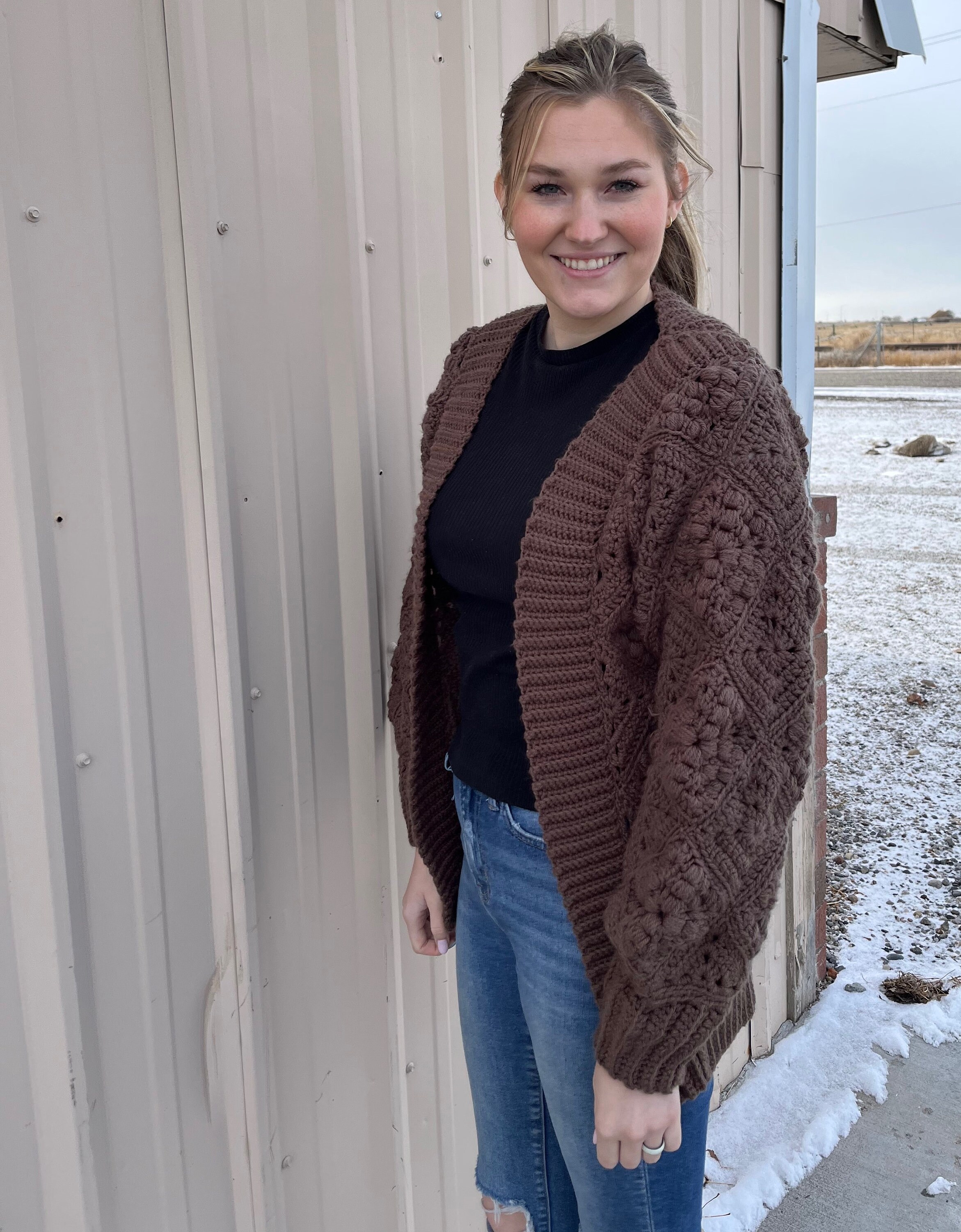 Bobbled Granny Square Crochet Cardigan Pattern | Crochet Pattern ...
