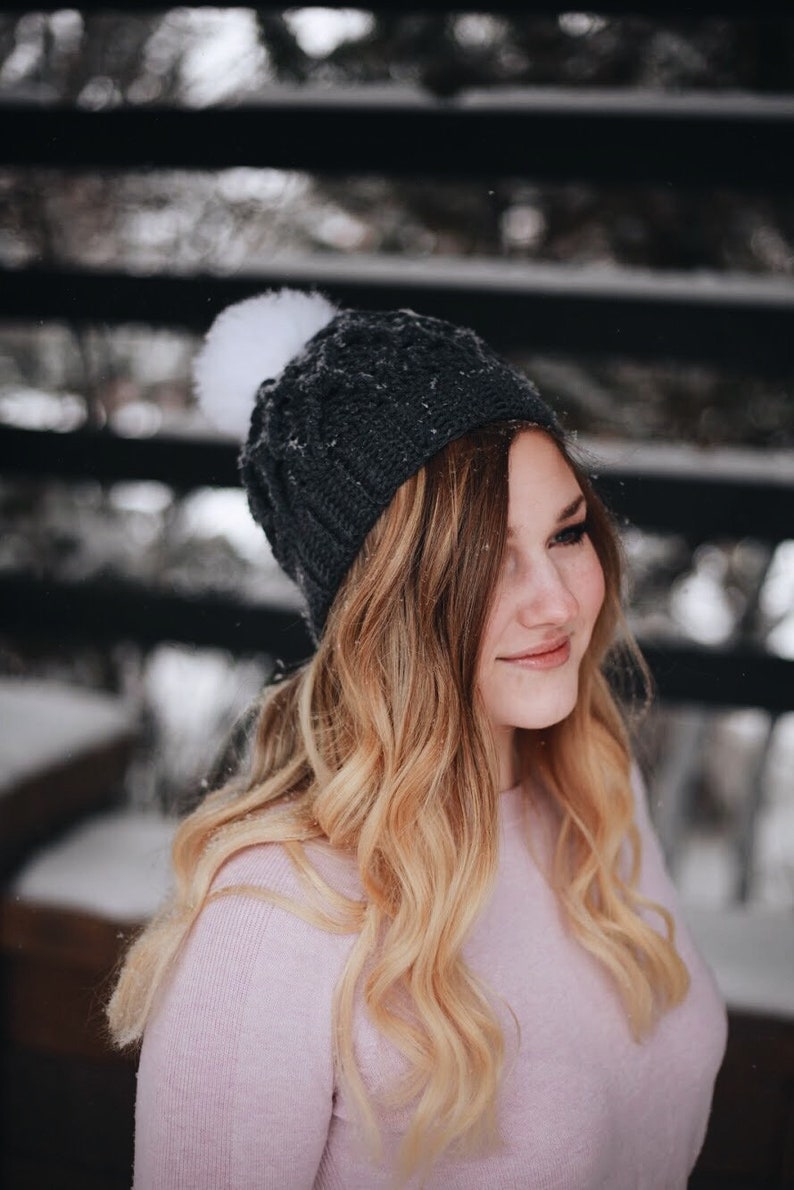 CROCHET PATTERN , Volcano Ash Pom Pom Beanie, Women's Winter Hat ...