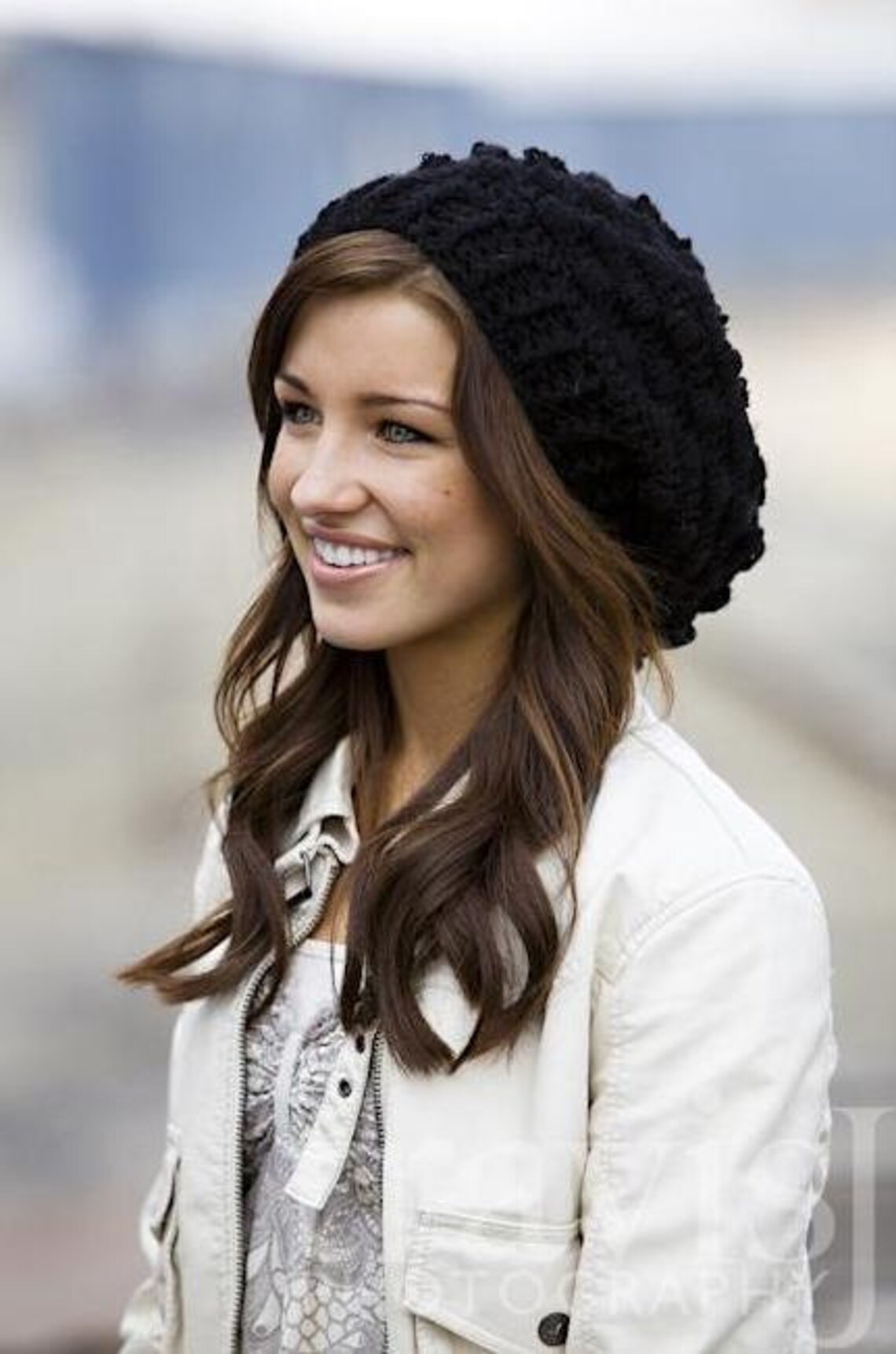 Black Bobbled Crochet Slouchy Hat Pattern (PDF Pattern) - Etsy