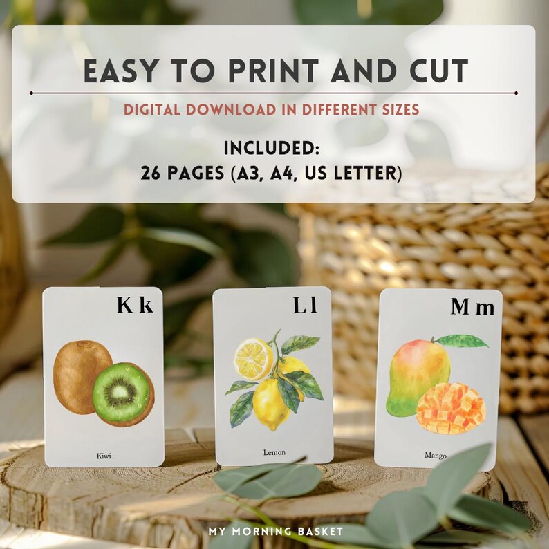 Fruits ABC Card | Printable Alphabet Flash Cards | Montessori Education ...