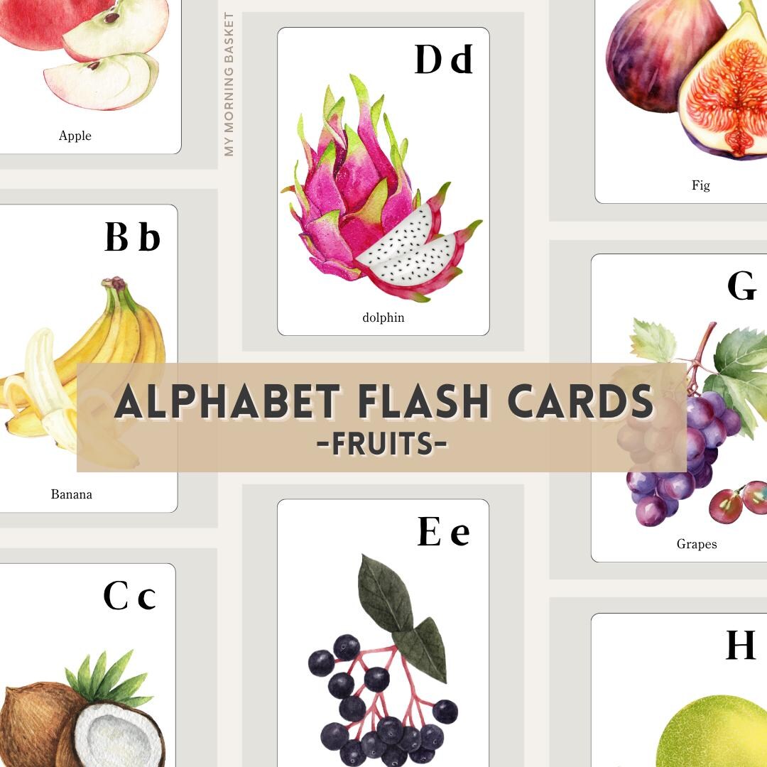 Fruits ABC Card | Printable Alphabet Flash Cards | Montessori Education ...