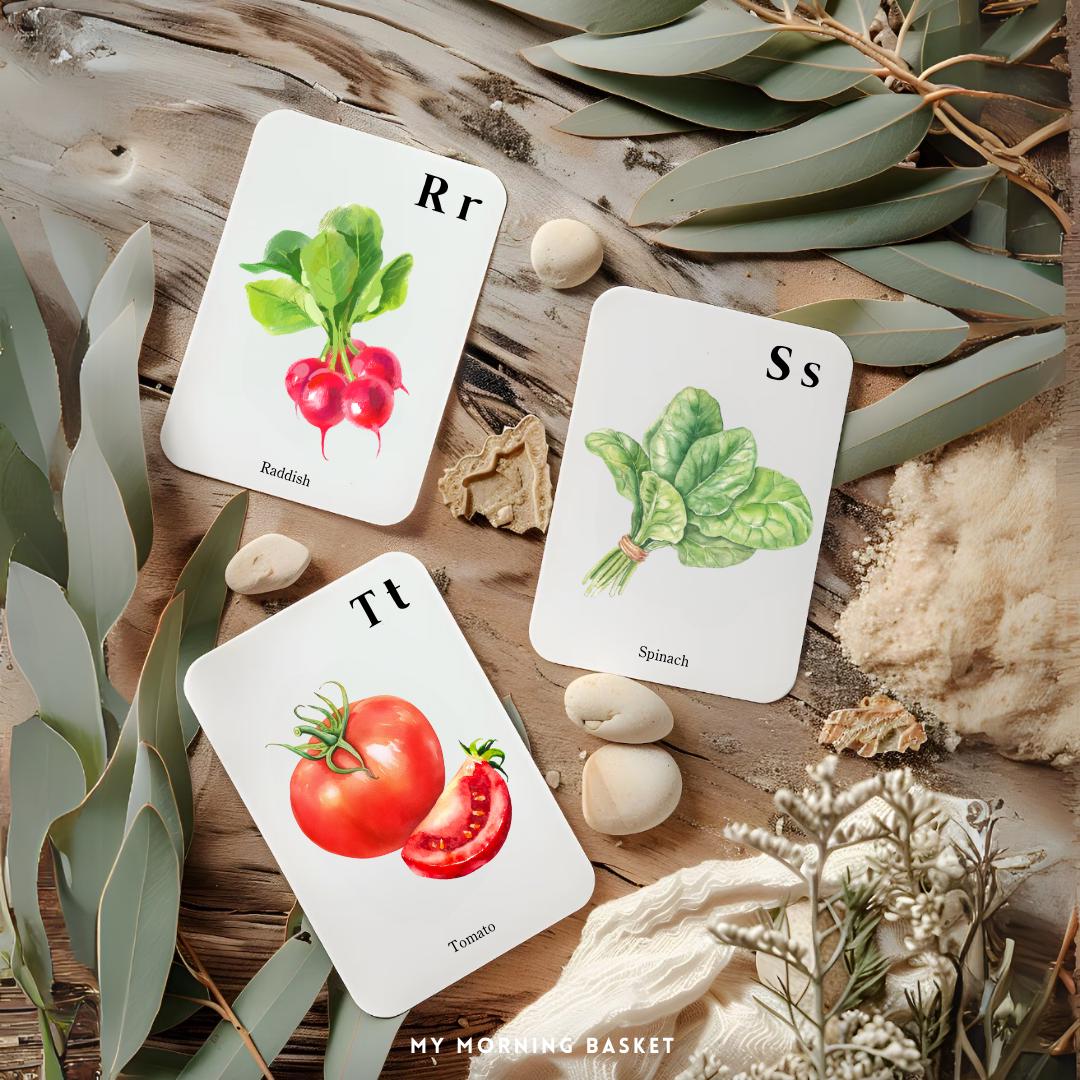 Vegetable ABC Card | Printable Alphabet Cards | Montessori Education ...