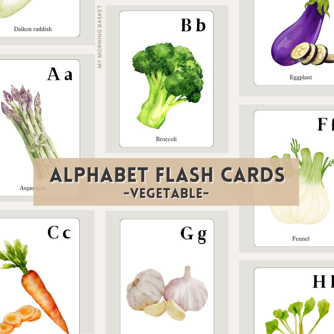 Vegetable ABC Card | Printable Alphabet Cards | Montessori Education ...