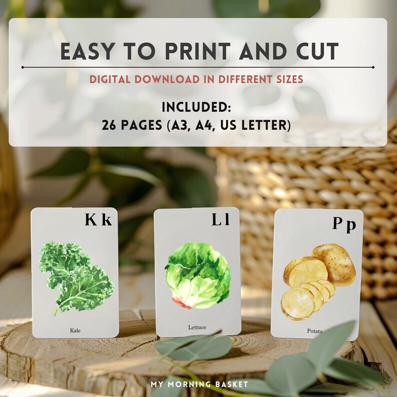 Vegetable ABC Card | Printable Alphabet Cards | Montessori Education ...