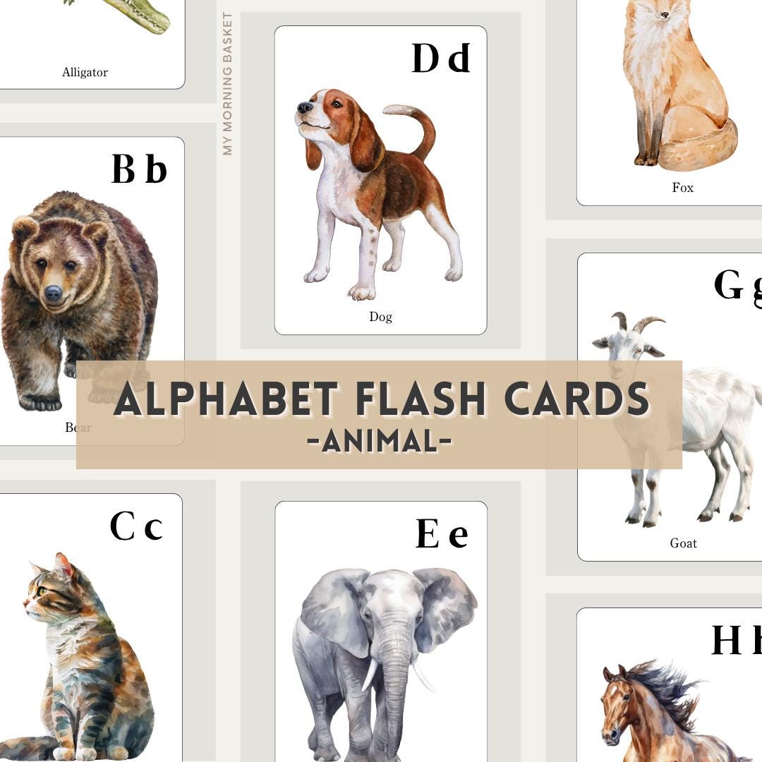 Animal ABC Card | Printable Alphabet Flash Cards | Montessori Education ...