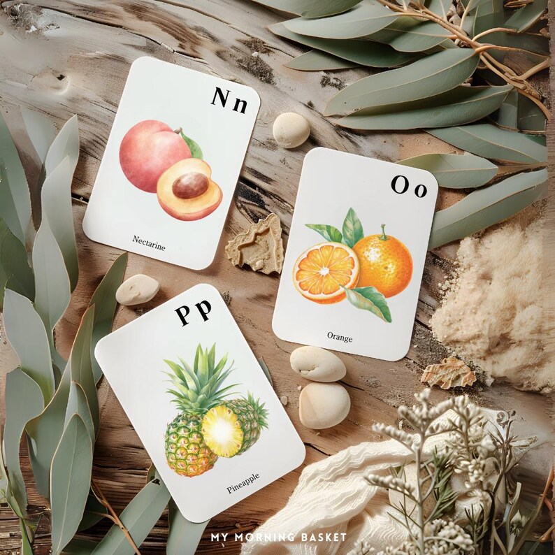 Fruits ABC Card | Printable Alphabet Flash Cards | Montessori Education ...