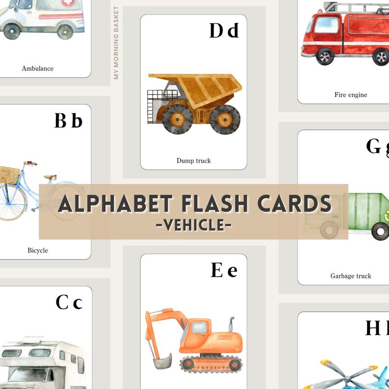 Vehicle ABC Card | Printable Alphabet Cards | Montessori Education ...