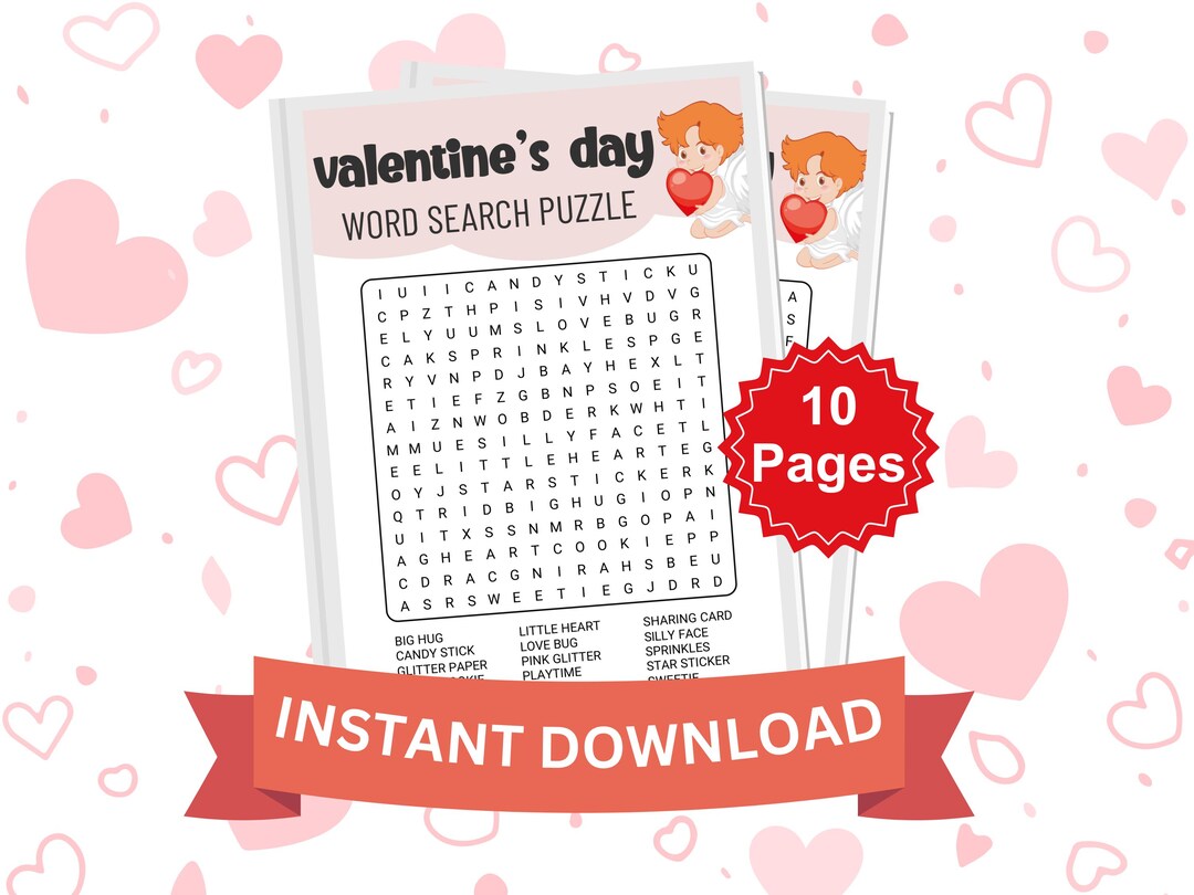 Valentine's Day Word Search: Fun Printable Game (PDF) - Etsy