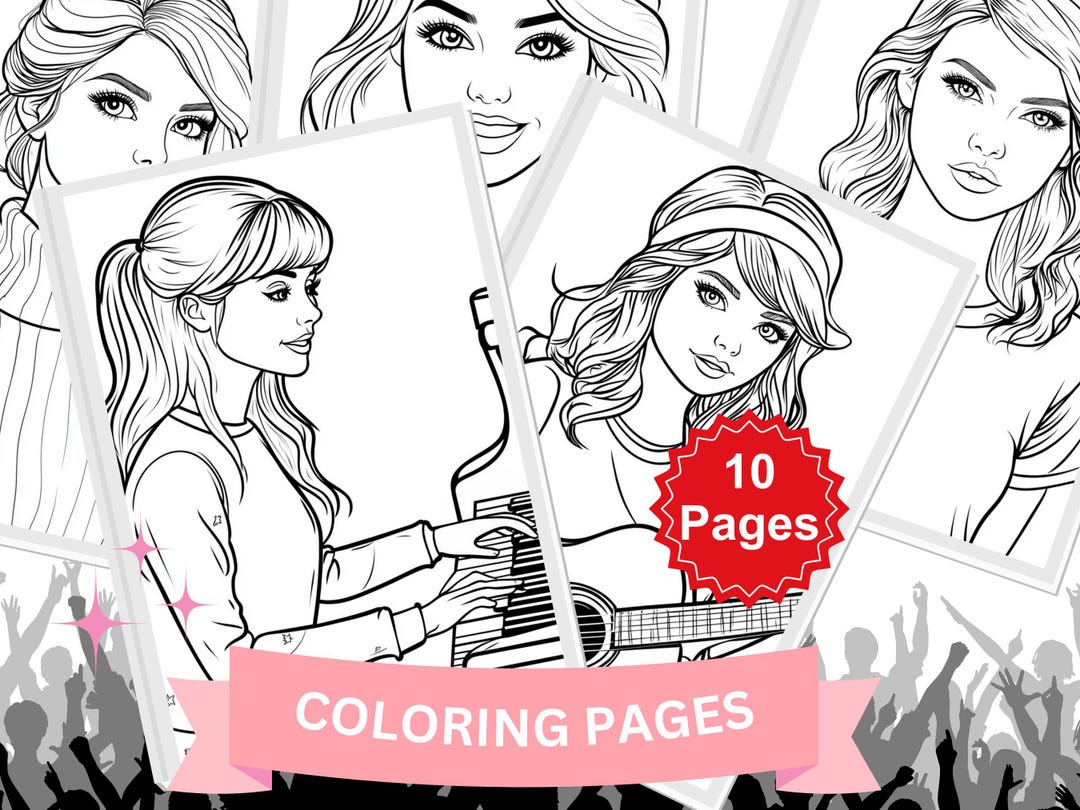 Taylor Swift Eras Tour Coloring Pages: 10 A4 Printable Sheets (PDF) - Etsy