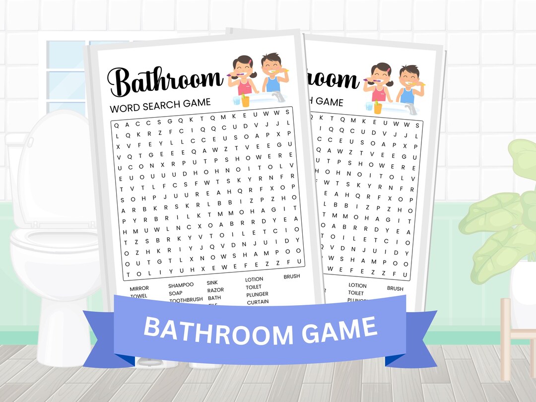Bathroom Word Search Game, Bathroom Puzzles, Bathroom Word Search ...