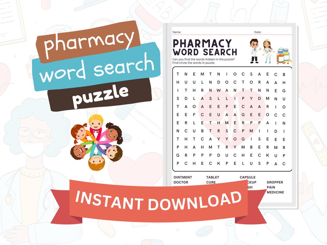 Pharmacy Word Game, Pharmacy Word Search Game, Word Search Game for ...