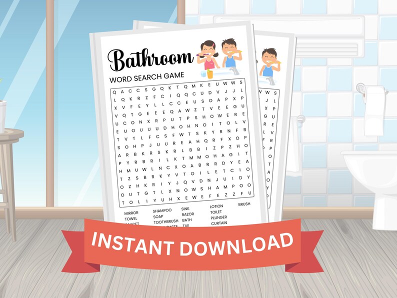 Bathroom Word Search Puzzle: Fun Printable Game (instant Download) - Etsy