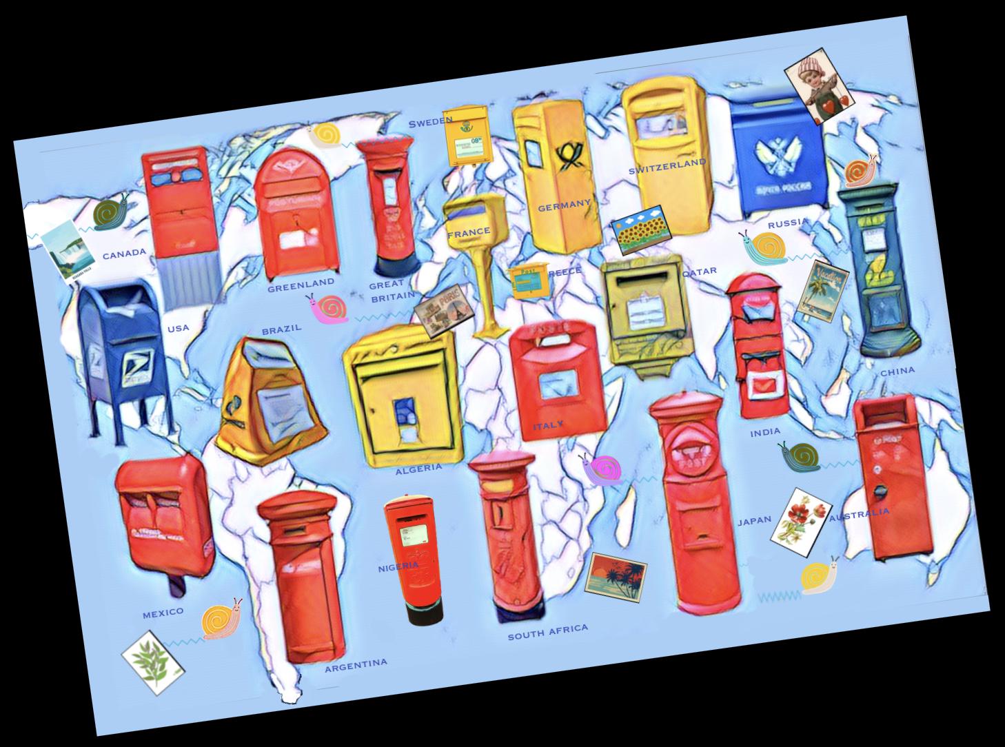 MAILBOXES of the World Map Postcard - Etsy