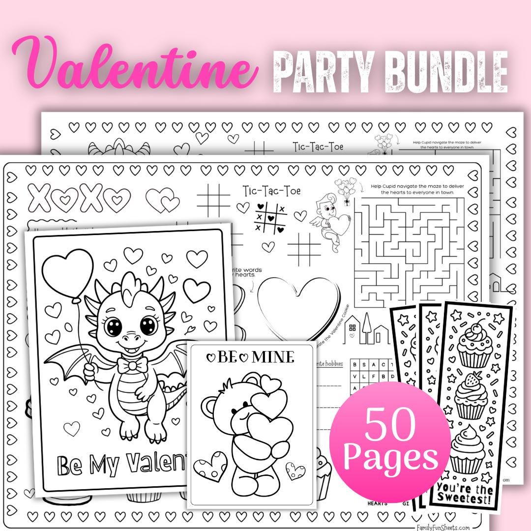 Valentine Classroom Party Bundle Valentine Activity Cards Valentine ...