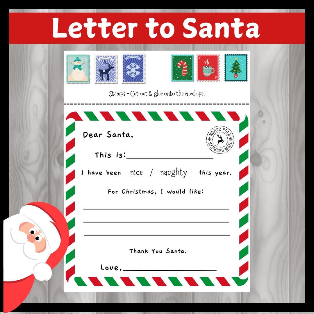 Letter to Santa, Christmas Coloring Pages, Christmas Activities for ...