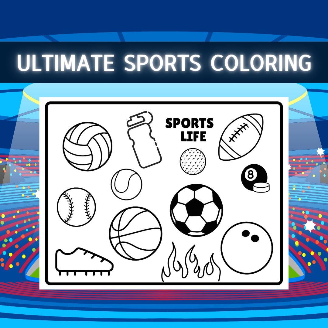 Ultimate Sports Coloring Book Basketball Baseball Hockey Football ...