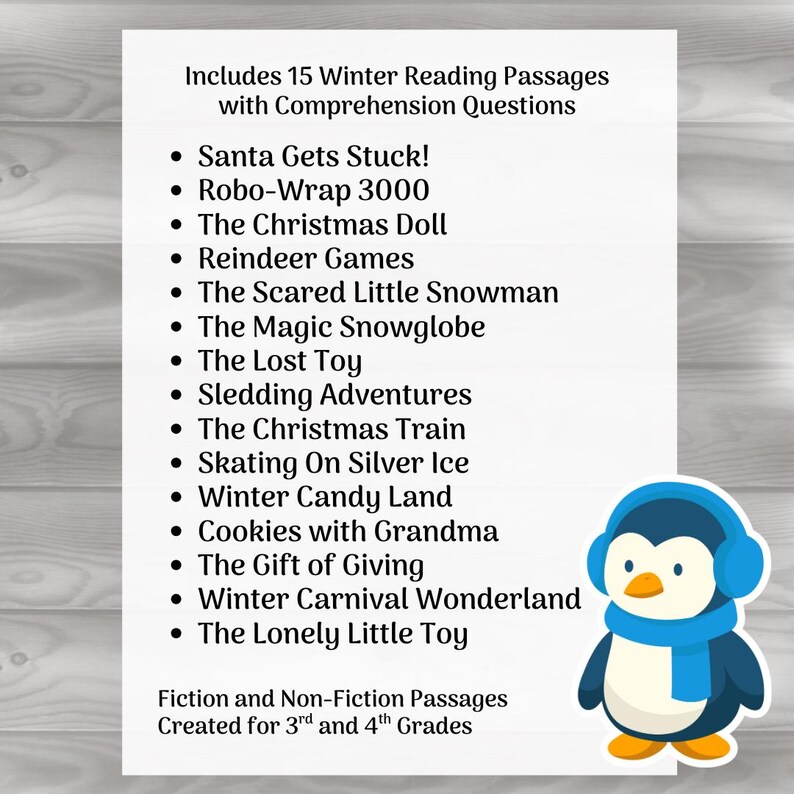 3rd Grade Winter Reading Comprehension Passages for 4th Grade 3rd Grade ...