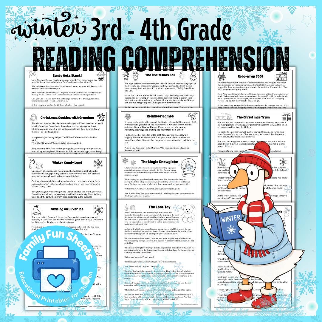 3rd Grade Winter Reading Comprehension Passages for 4th Grade 3rd Grade ...