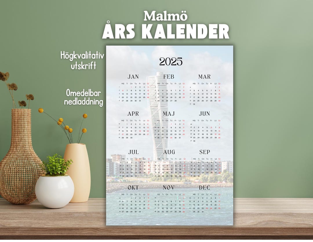 2025 Kalender Malmö, Turning Torso Kalender, Årskalender För Vägg ...