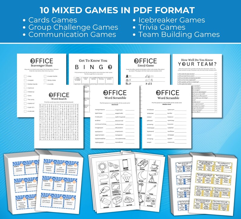 Printable Office Games Bundle: Team Building Icebreakers (PDF Download ...