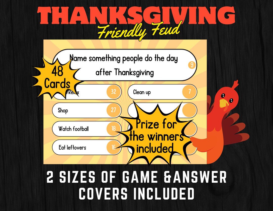Thanksgiving Friendly Feud,thanksgiving Games Printable,fall Activity ...