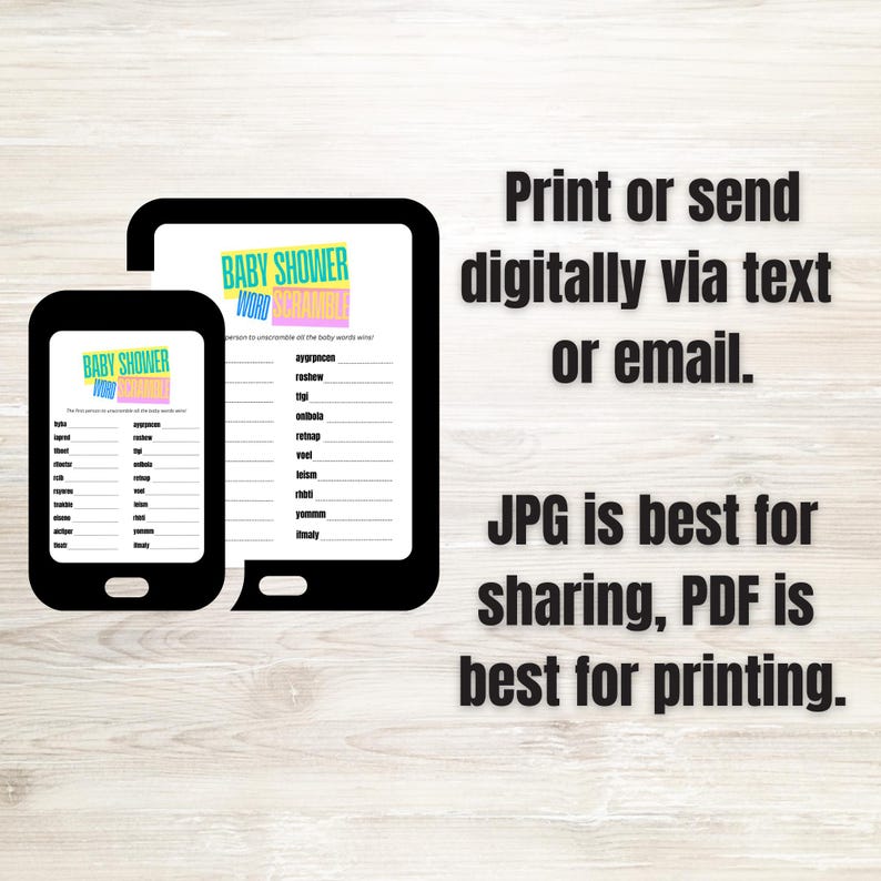 Baby Shower Word Scramble, Printable Baby Shower Games, Baby Shower ...