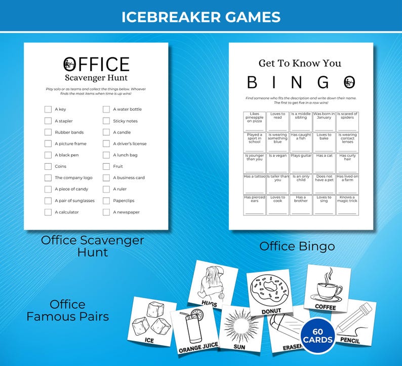 Printable Office Games Bundle: Team Building Icebreakers (PDF Download ...