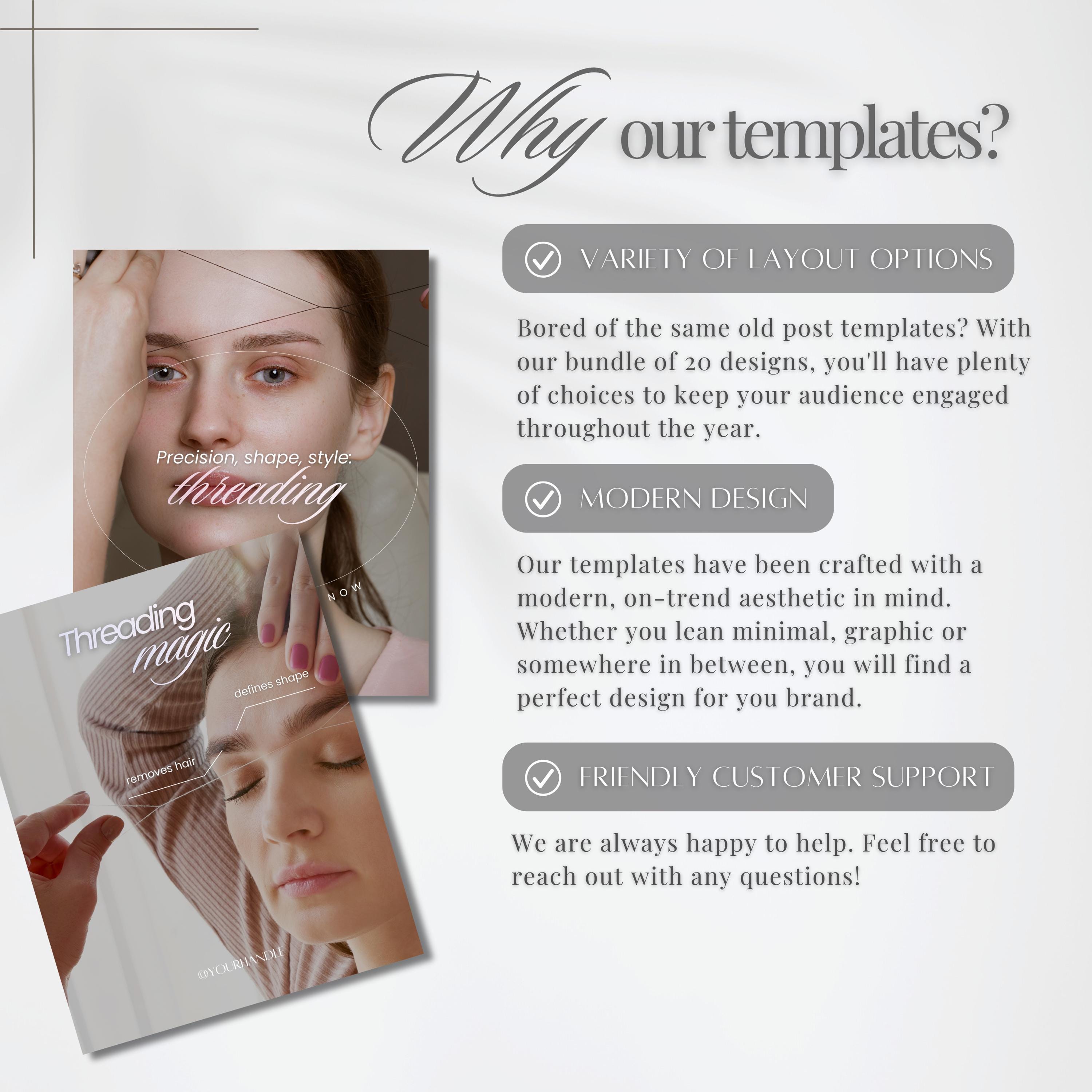 Brow Threading Instagram Post Templates: Brow Tech Social Media Content ...