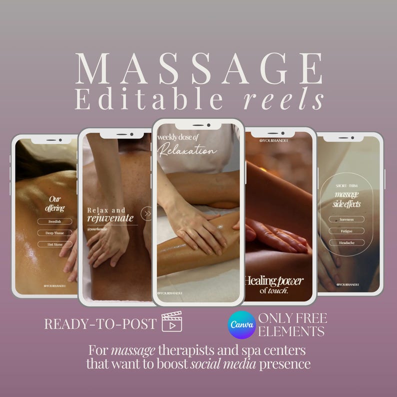 Massage Instagram Story Canva Templates | Massage Therapist Social ...