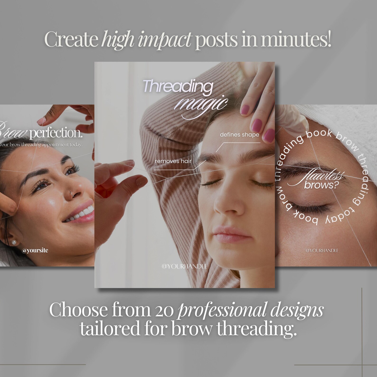 Brow Threading Instagram Post Templates: Brow Tech Social Media Content ...