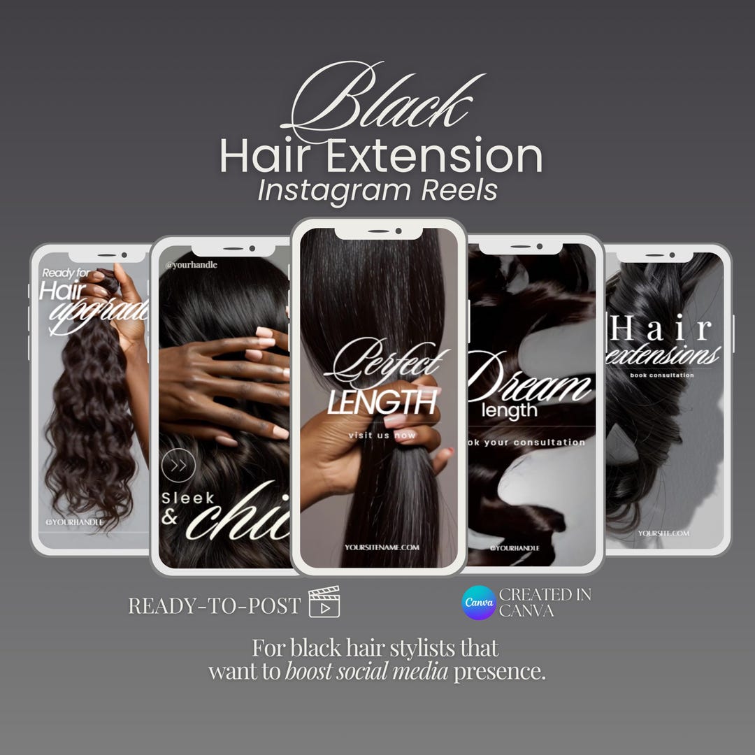 Black Hair Extension Reels: Hair Stylist Instagram Video Templates ...