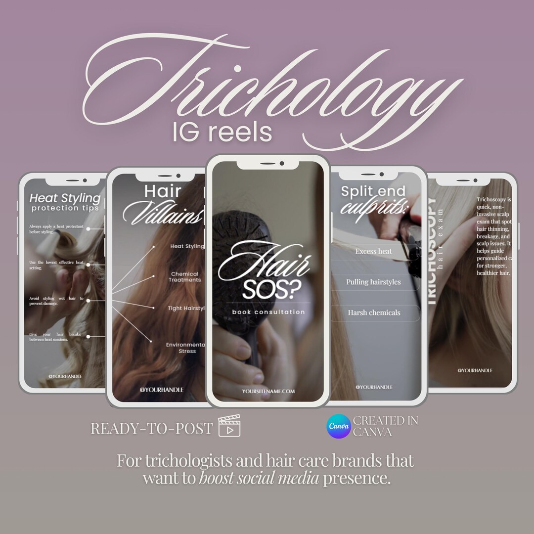 Trichology Instagram Reels: Hair and Scalp Care Social Media Templates ...