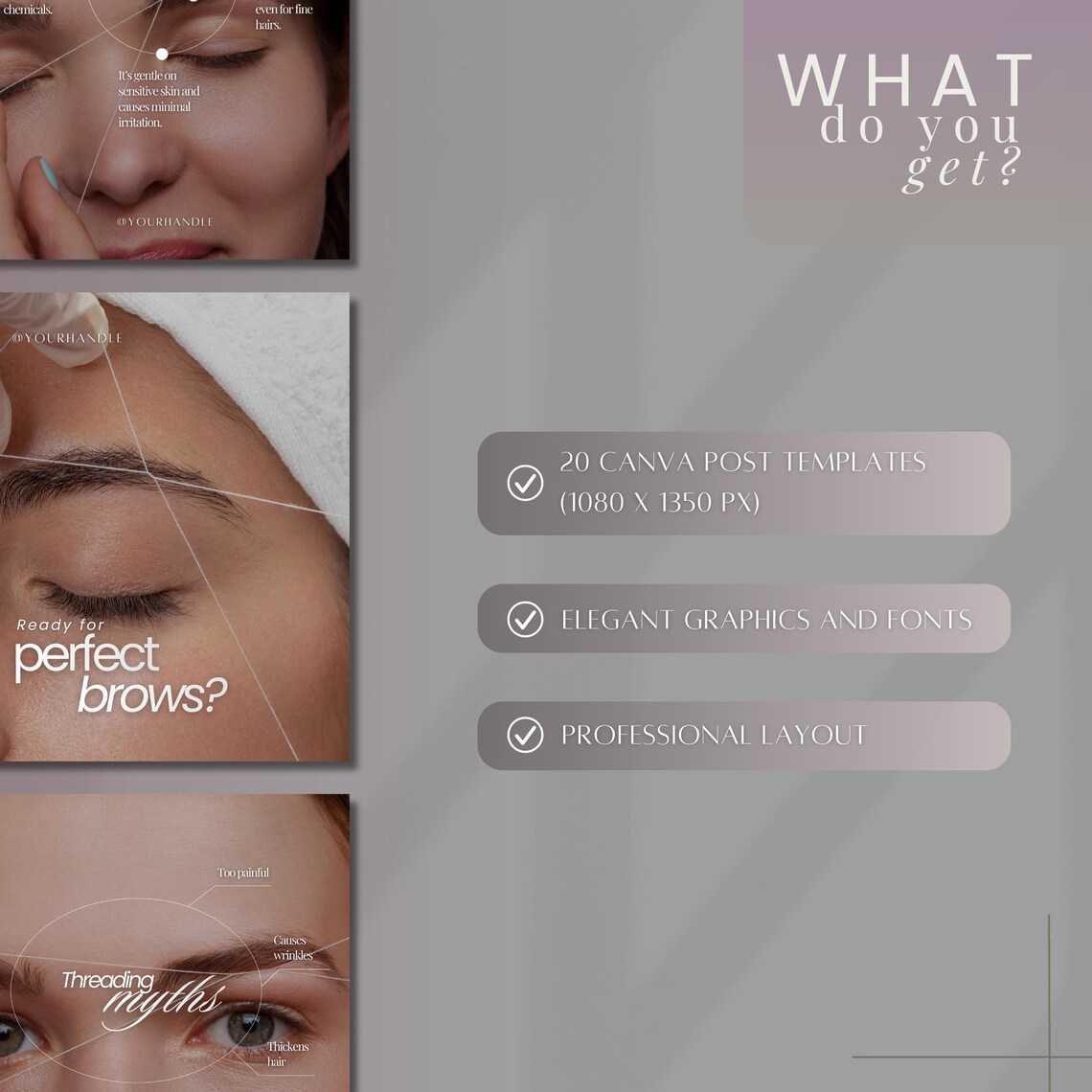 Brow Threading Instagram Post Templates: Brow Tech Social Media Content ...